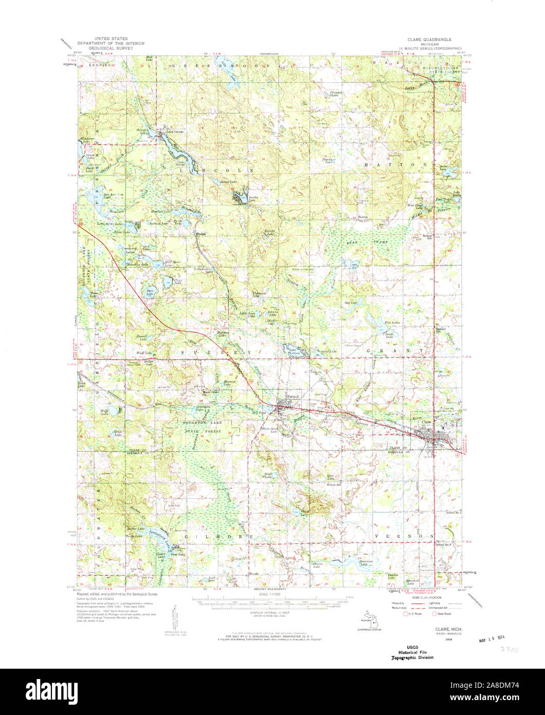 Map of clare michigan hi-res stock photography and images - Alamy