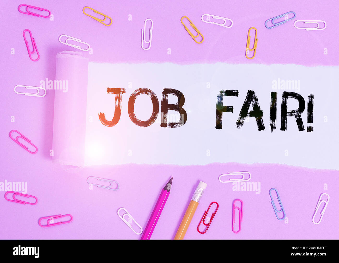 Writing note showing Job Fair. Business concept for event where ...