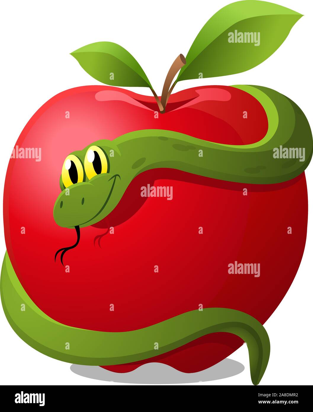 Apple with Snake Evil Temptation, with red apple and green snake vector ...