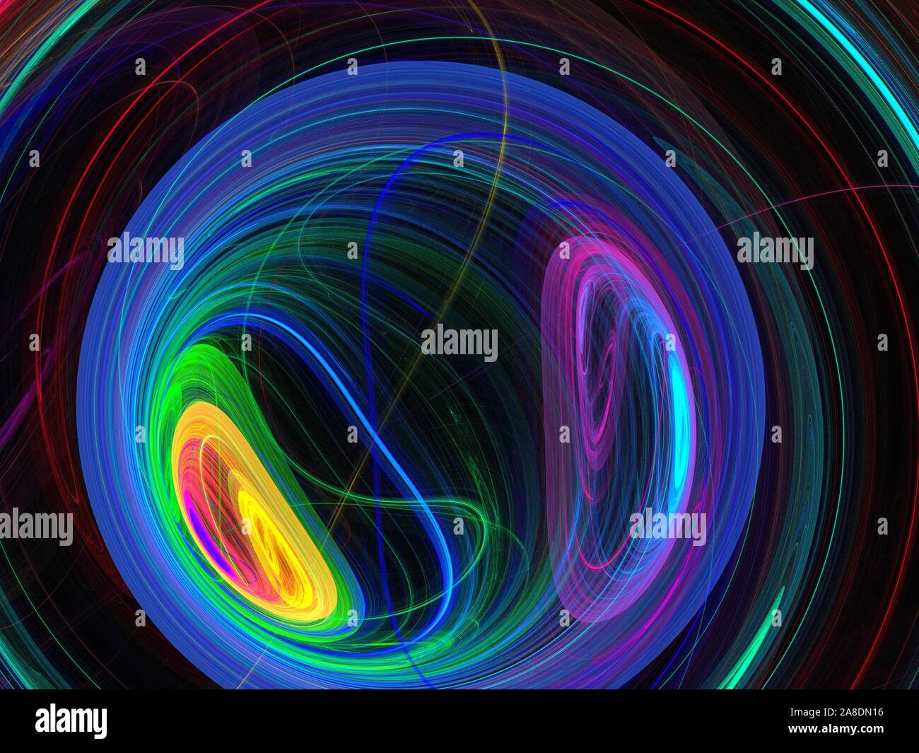 Colorful fractal plasma sphere, strings of chaotic plasma energy. smoke ...