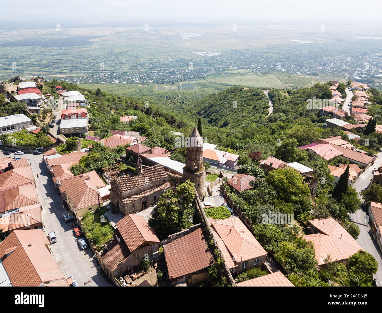 Aerial view to Sighnaghi city - georgian town Signagi in Georgia's ...