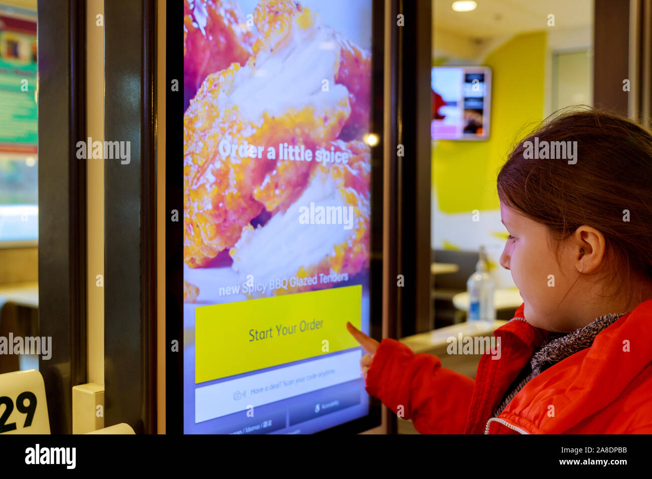 NewYork NY NOV 07 2019: Customers at a McDonald's orders and pay ...