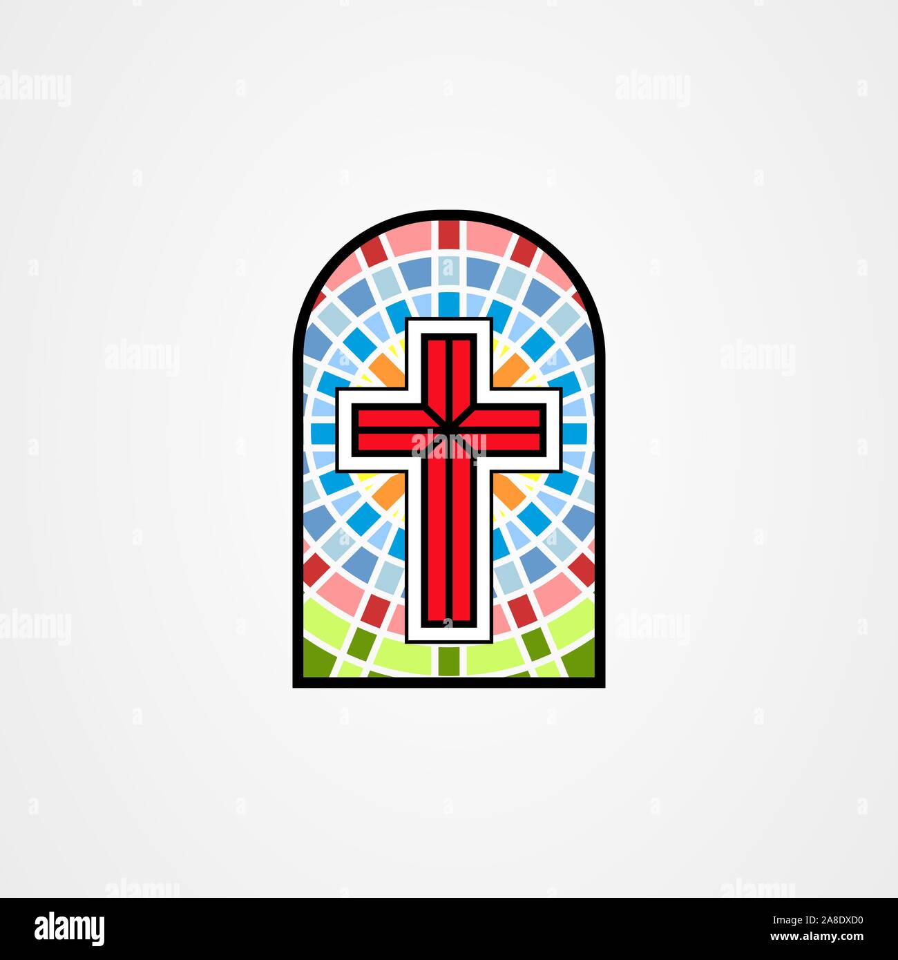 Stained glass windows catholic church Stock Vector Images - Alamy