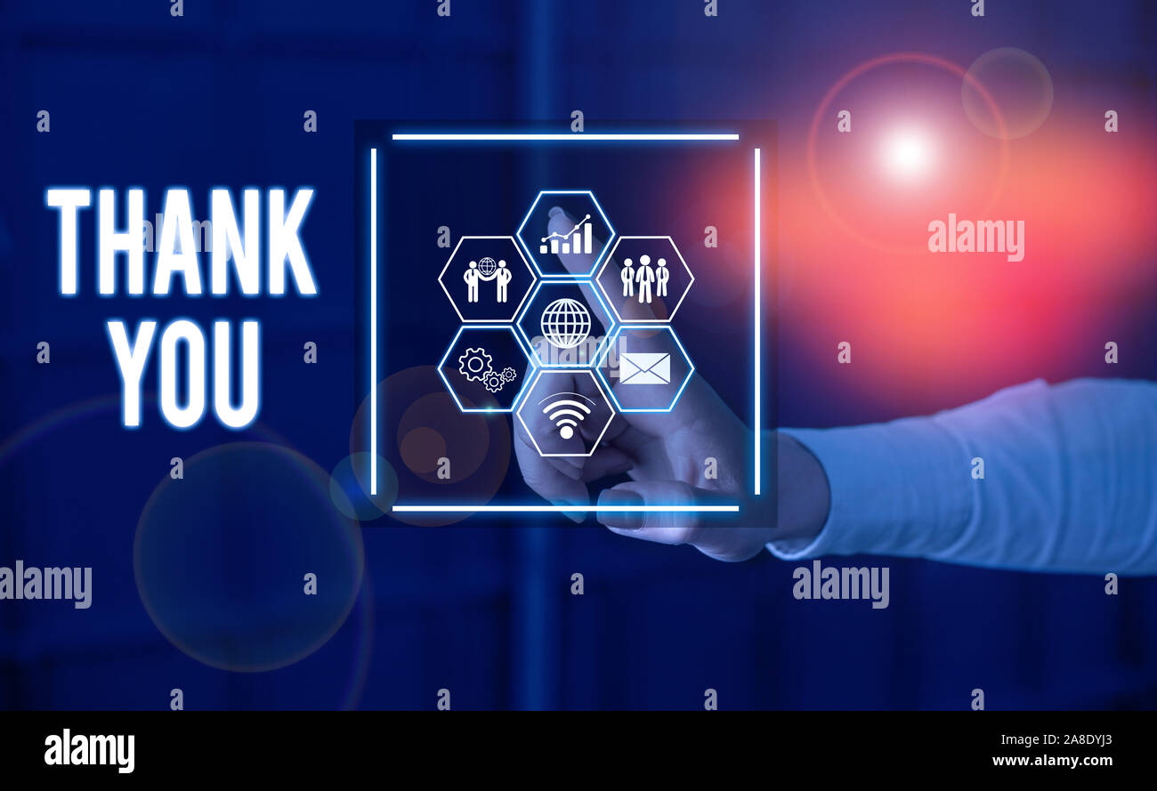 Text sign showing Thank You. Business photo text a polite expression ...