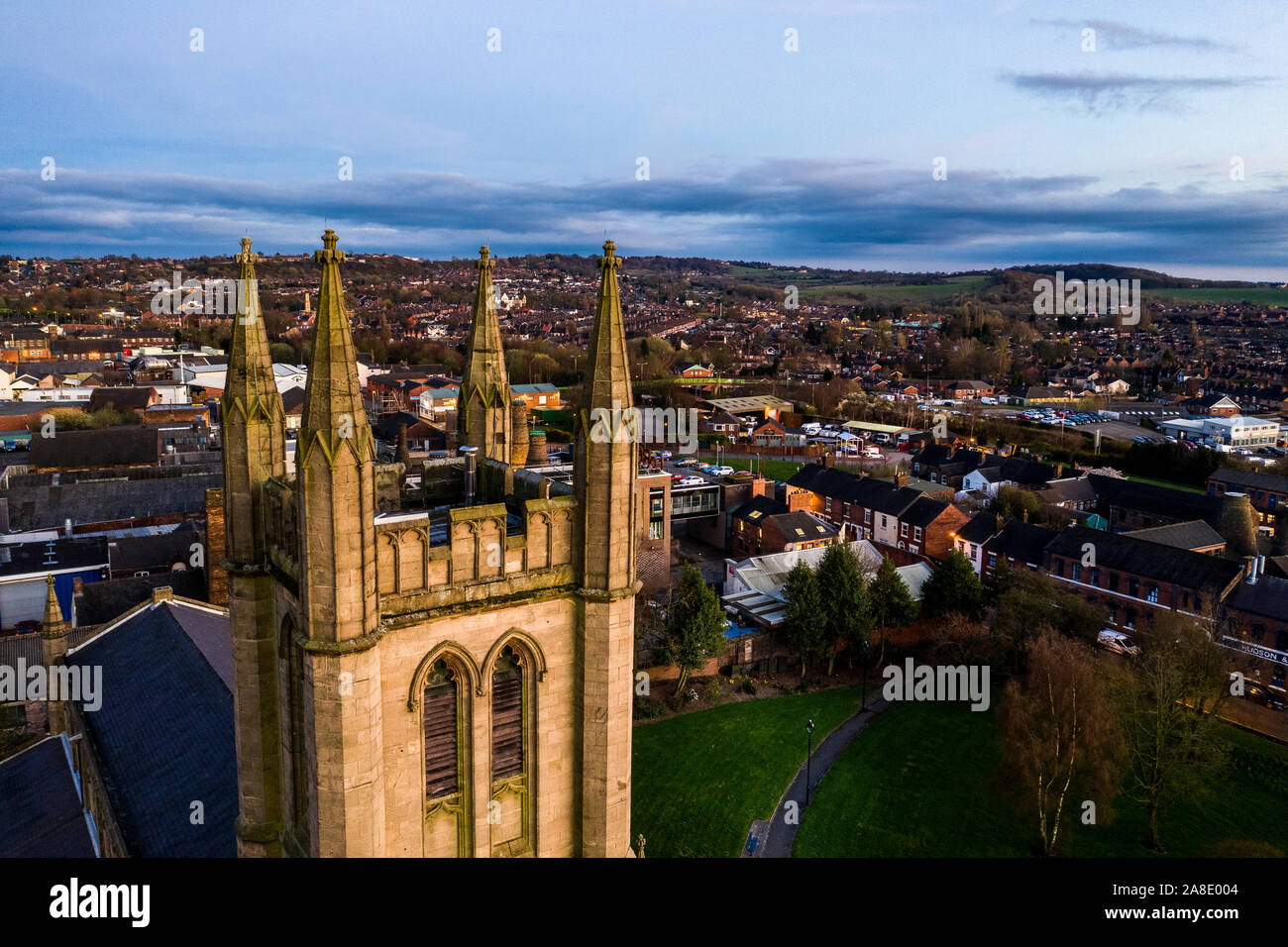 Aerial view of St Jame's church in the midlands, Christian, Roman ...