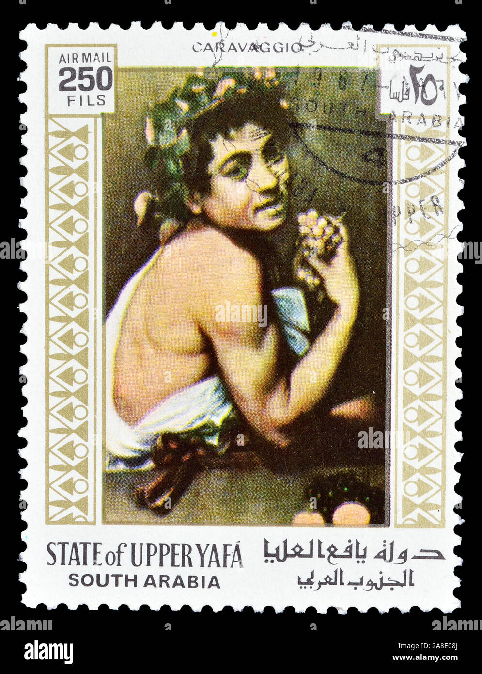Cancelled postage stamp printed by State of Upper Yafa, that shows ...