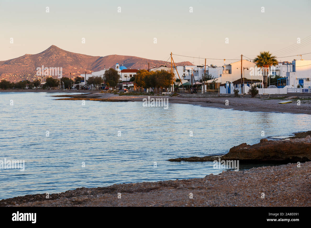 Skala, Greece - November 02, 2019: Seafront of Skala village on Agistri ...