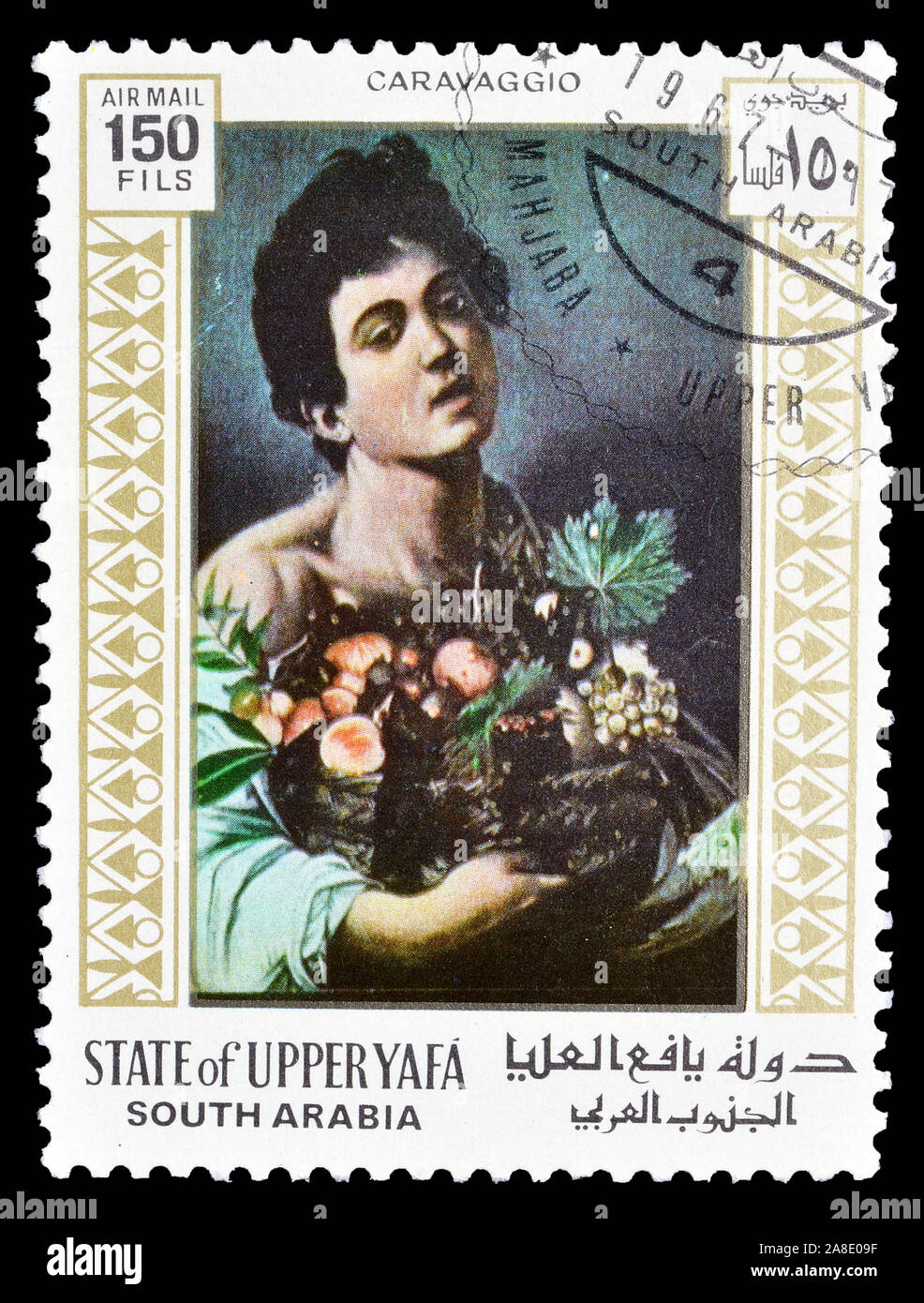 Cancelled postage stamp printed by State of Upper Yafa, that shows ...