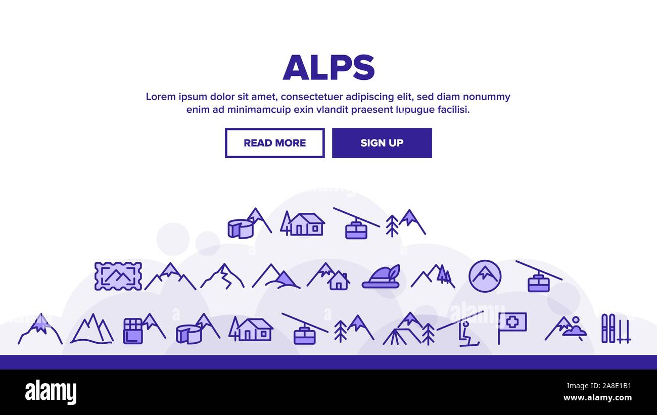 Collection Mountain Alps Sign Icons Set Vector Stock Vector Image & Art ...