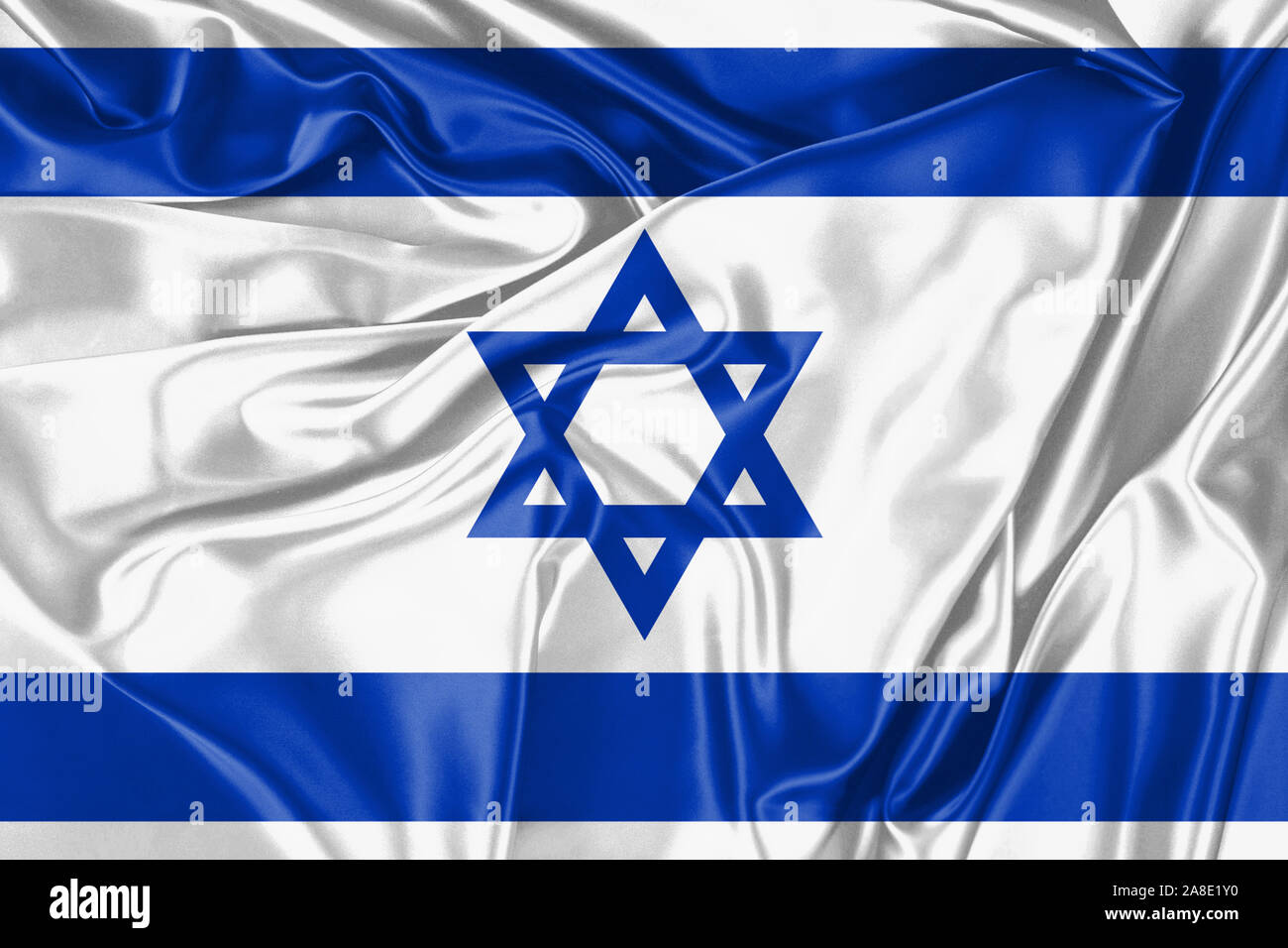 Israel crippled Israel flag is laying on a surface. Realistic ...