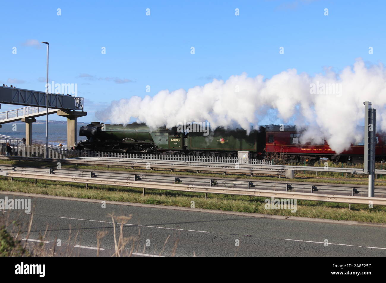 The Flying Scotsman on the north wales coastal line Stock Photo - Alamy