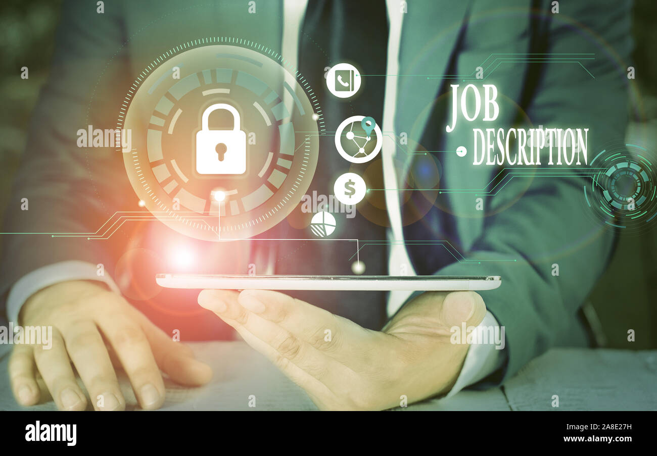 Writing note showing Job Description. Business concept for a formal ...