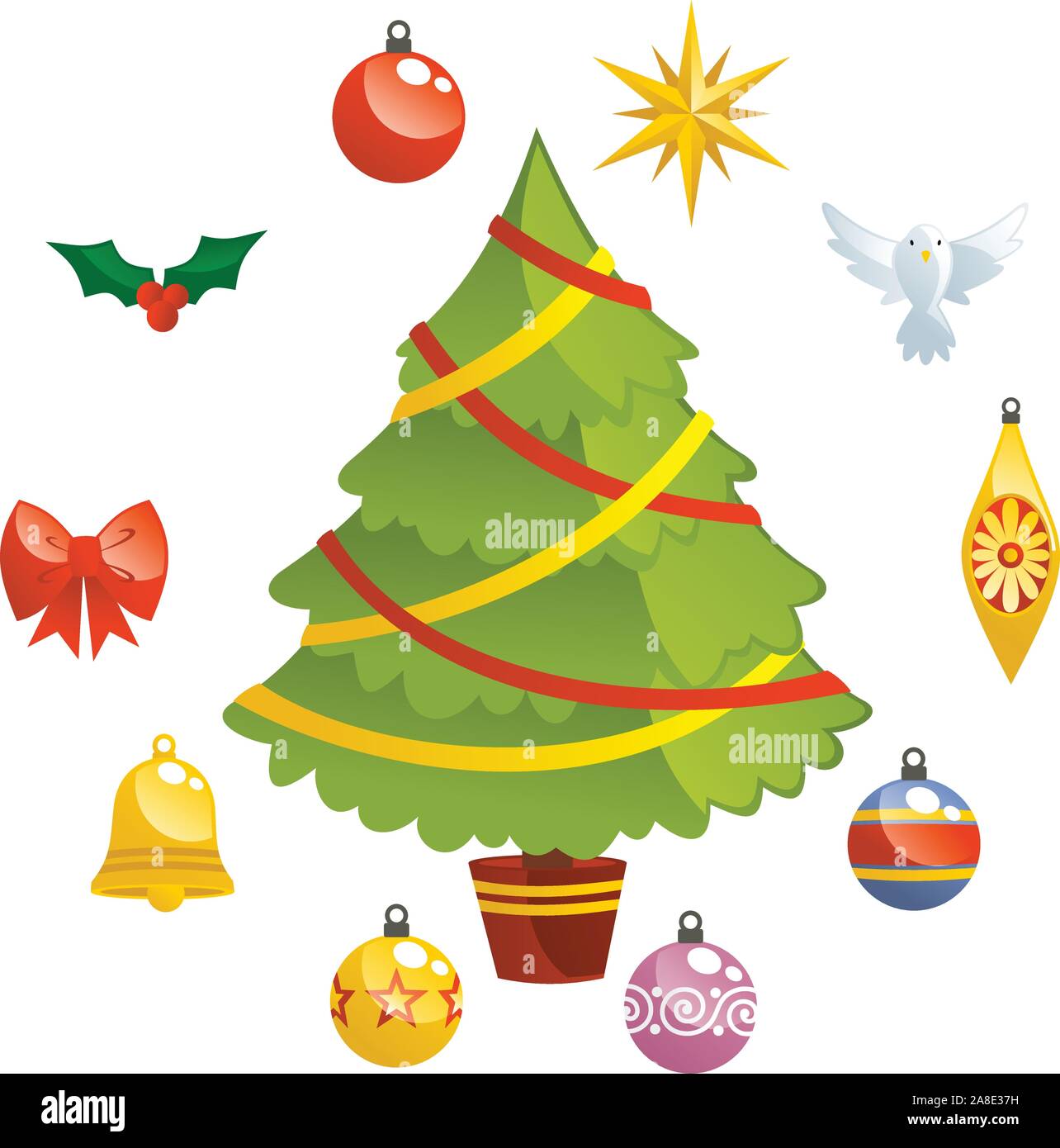 Ornaments christmas tree lights Stock Vector Images - Alamy