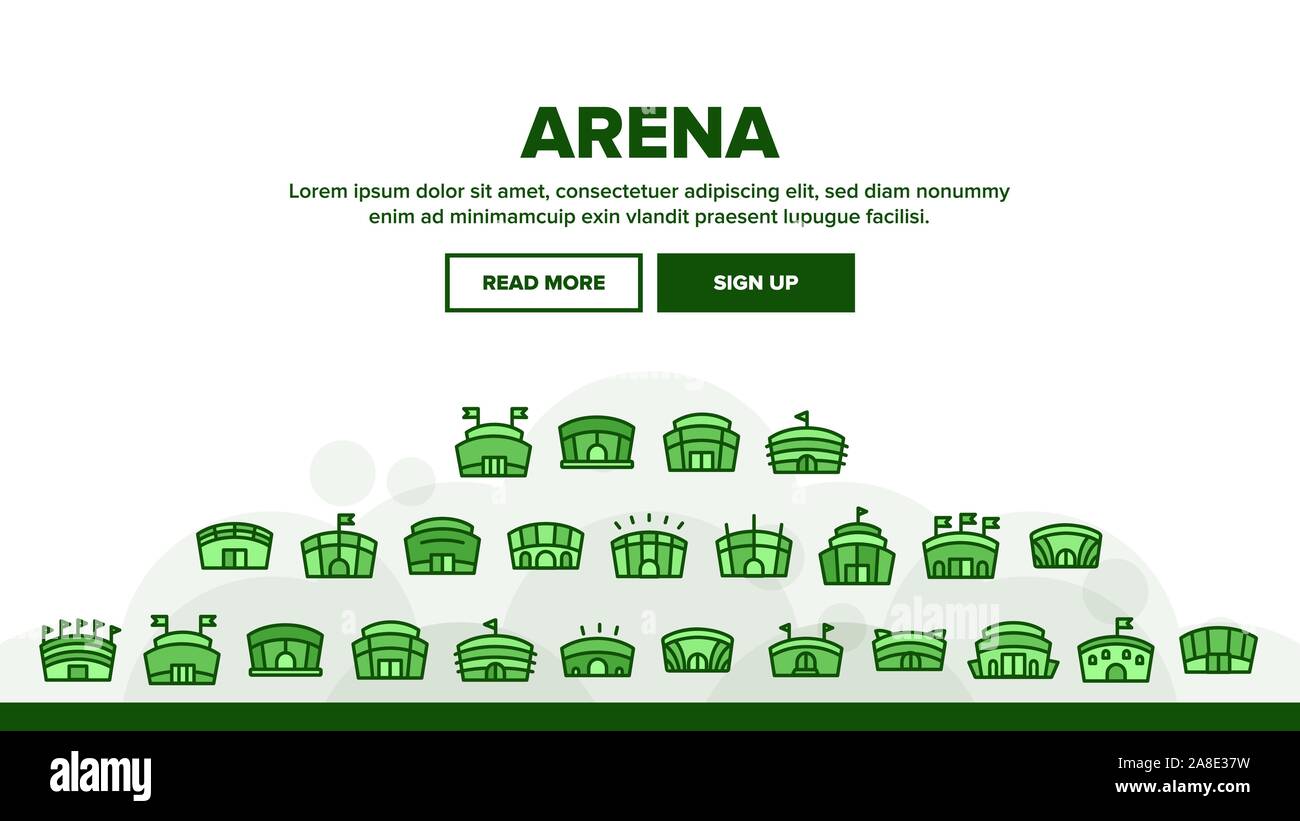 Collection Arena Buildings Sign Icons Set Vector Stock Vector Image ...