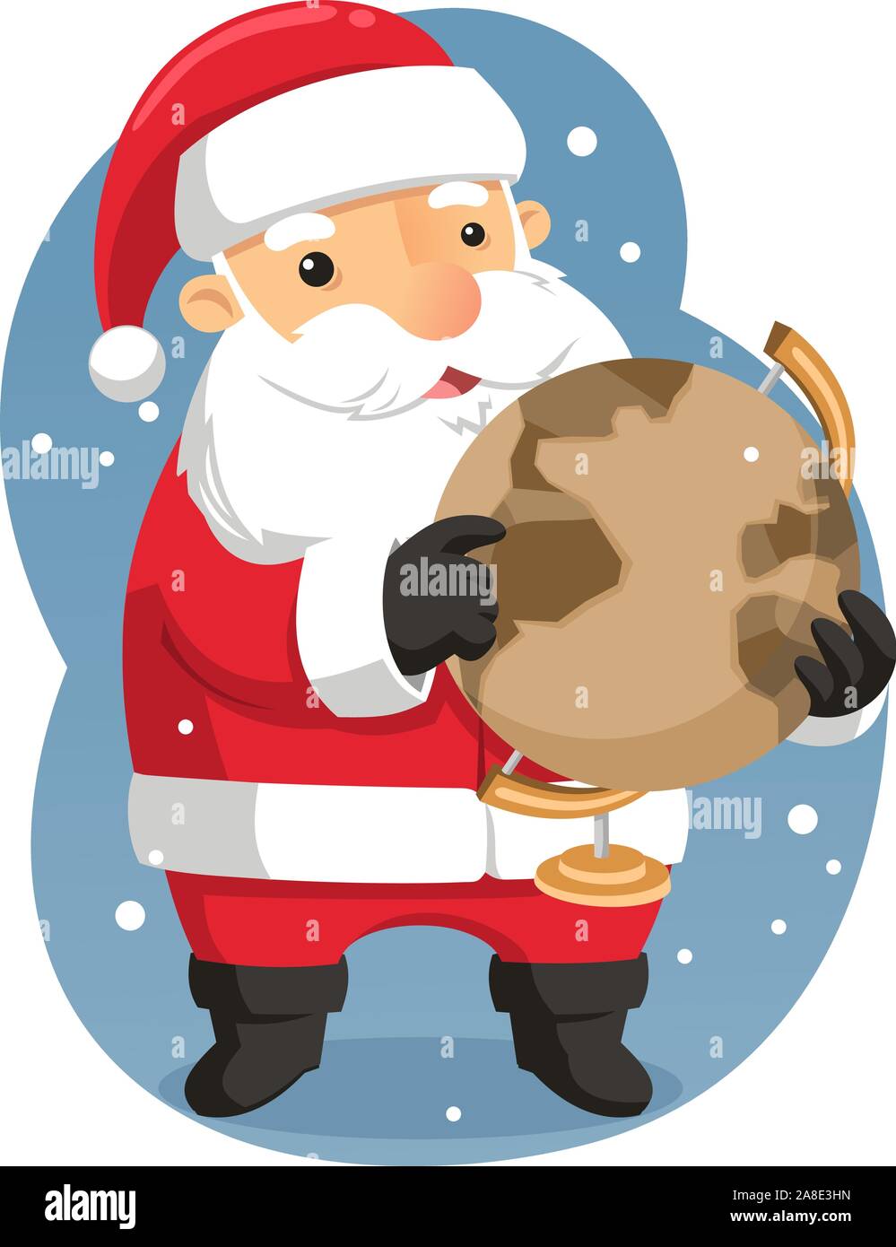 Santa Claus Holding Earth Globe, vector illustration cartoon Stock ...