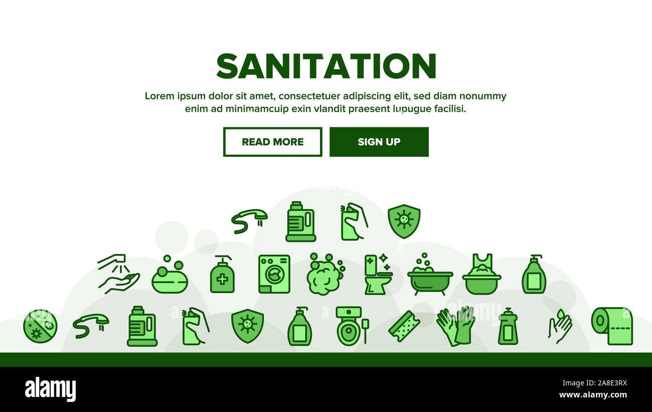 Collection Sanitation Elements Icons Set Vector Stock Vector Image ...