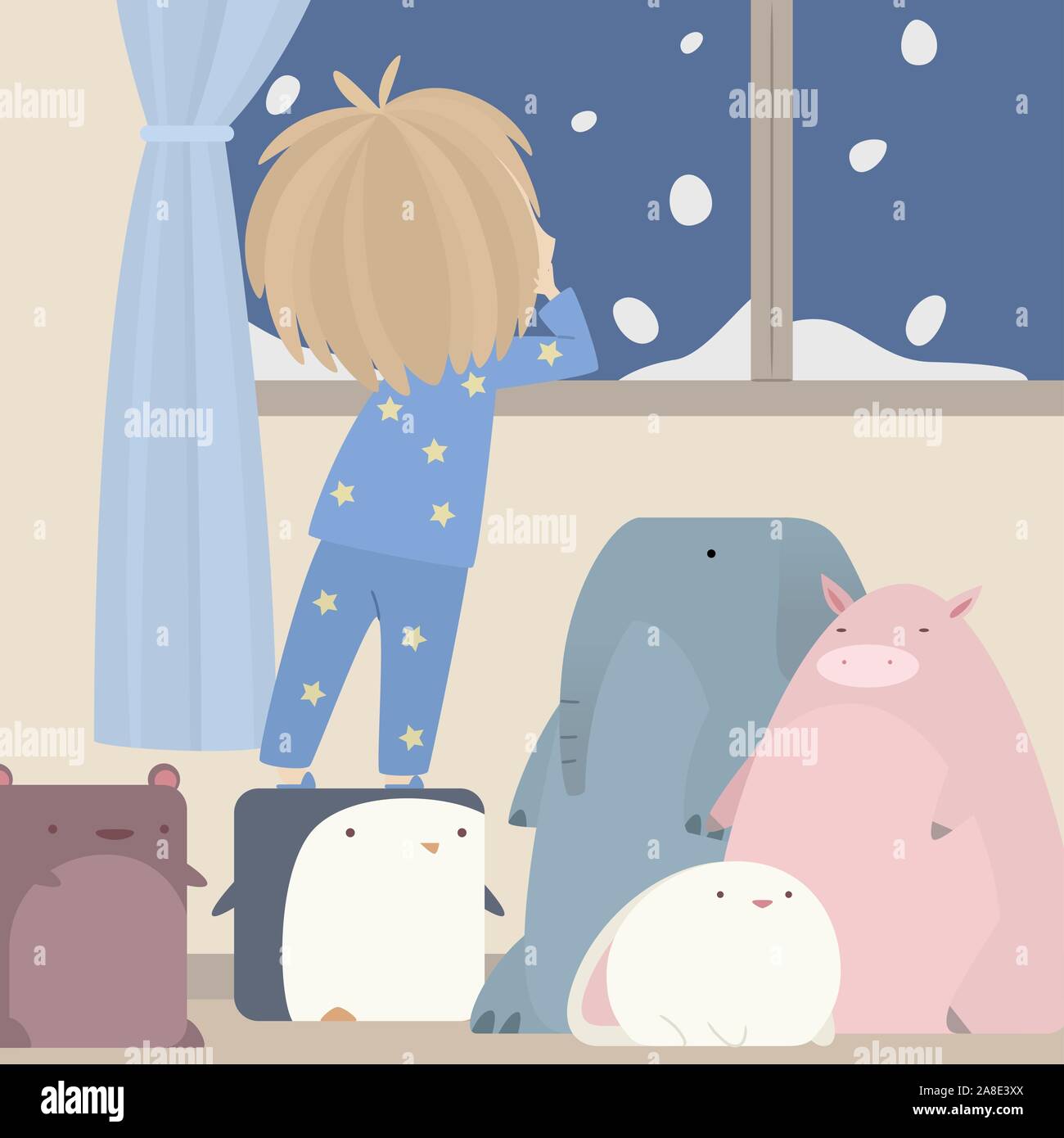 Boys looking out window in Stock Vector Images - Alamy