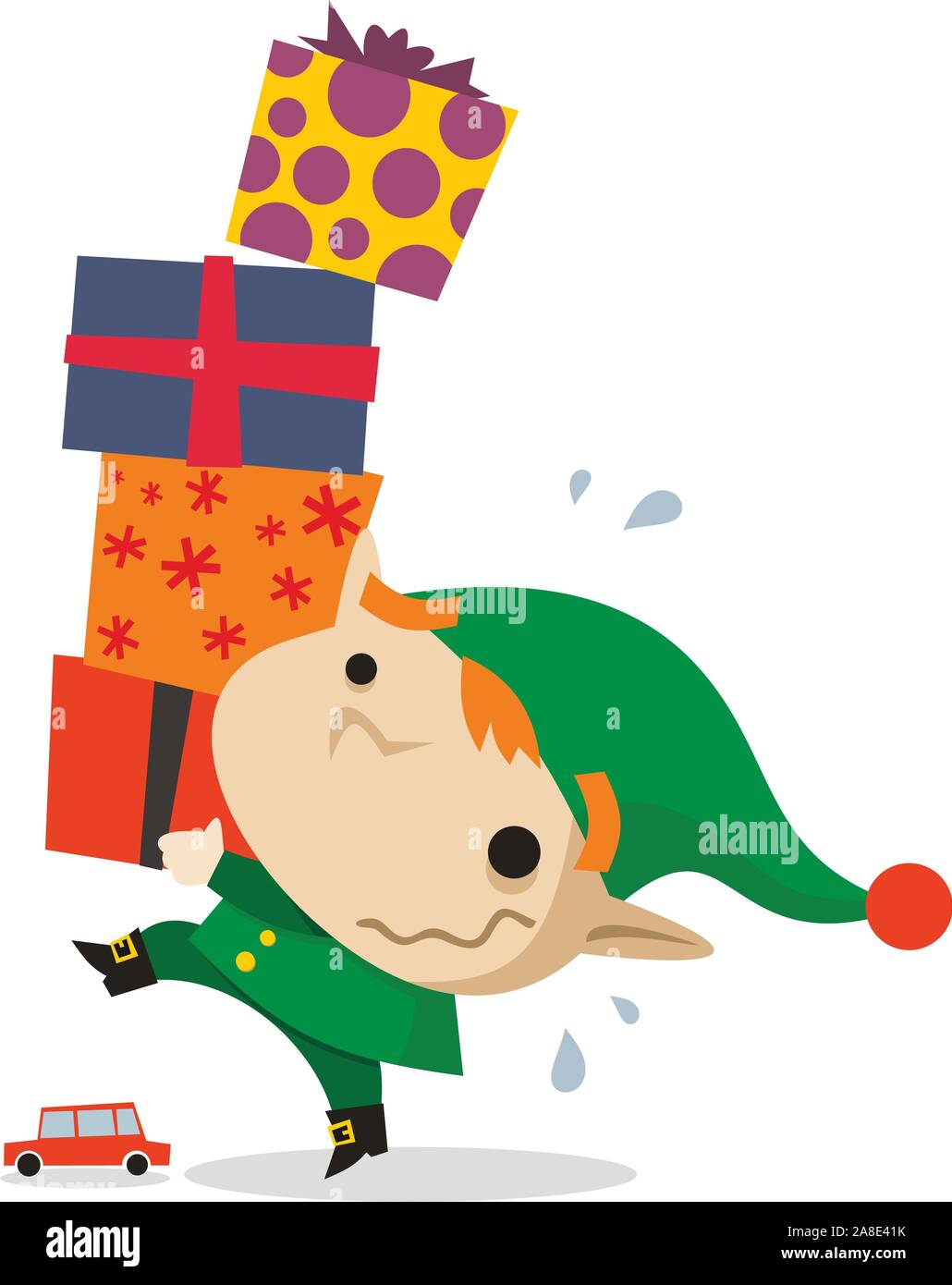 Elf carrying christmas presents Stock Vector Image & Art - Alamy