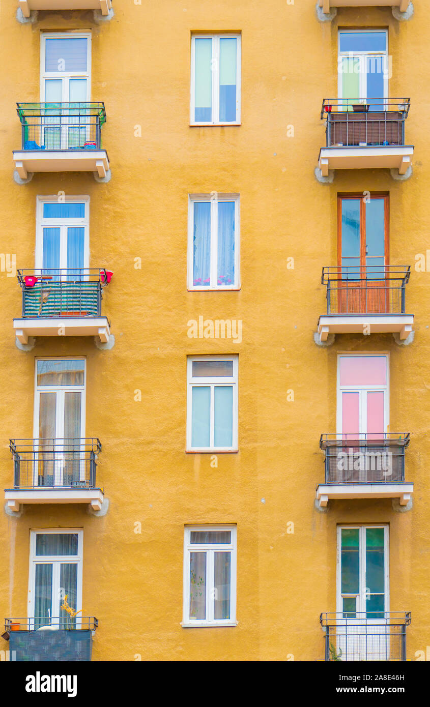 Beautiful colorful facades of antique building. Background. Texture ...