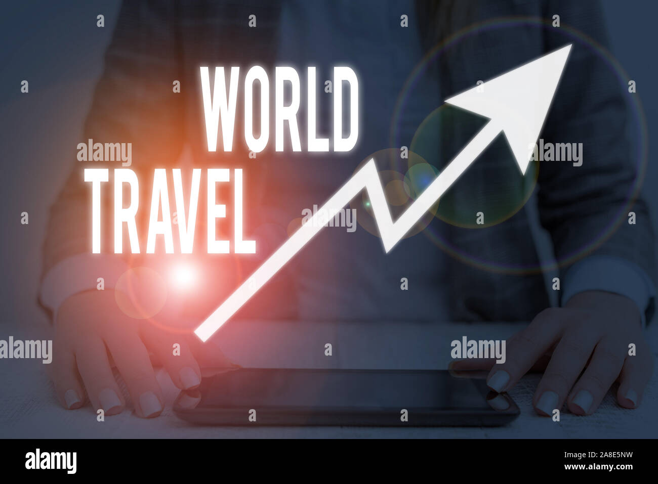 Writing note showing World Travel. Business concept for the movement of ...