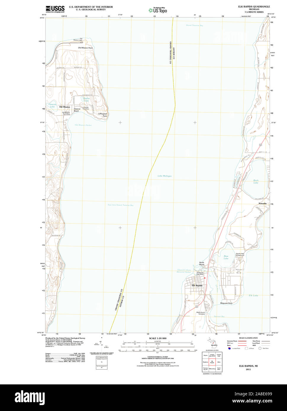 Map of elk rapids Cut Out Stock Images & Pictures - Alamy