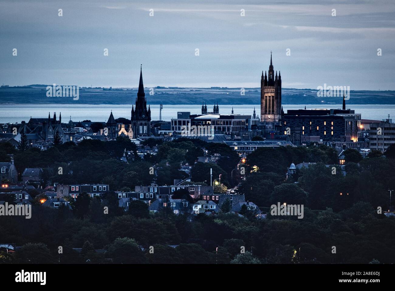 Aberdeen City night skyline Stock Photo - Alamy