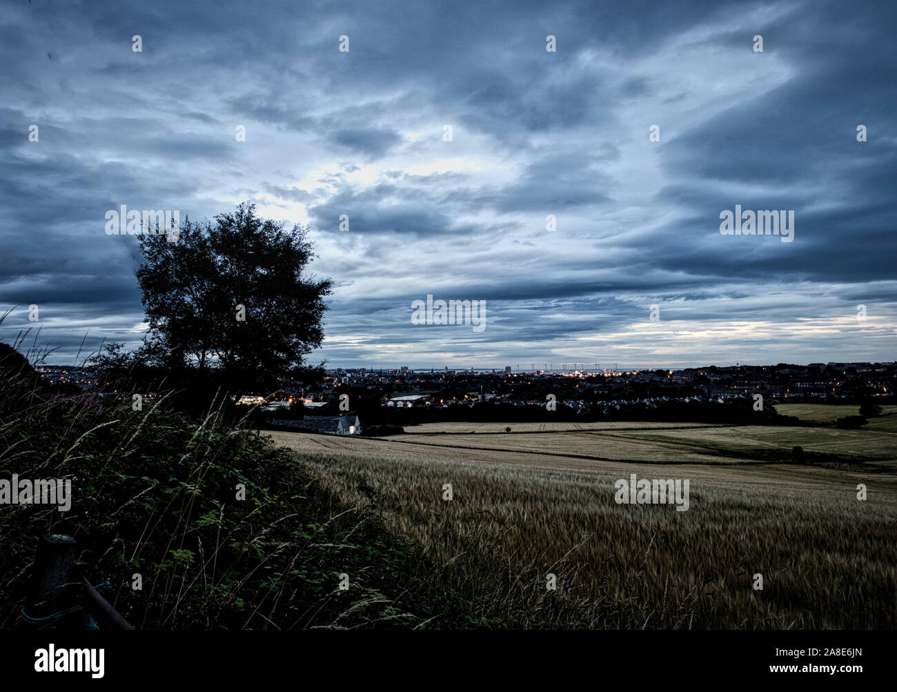Aberdeen City night skyline Stock Photo - Alamy