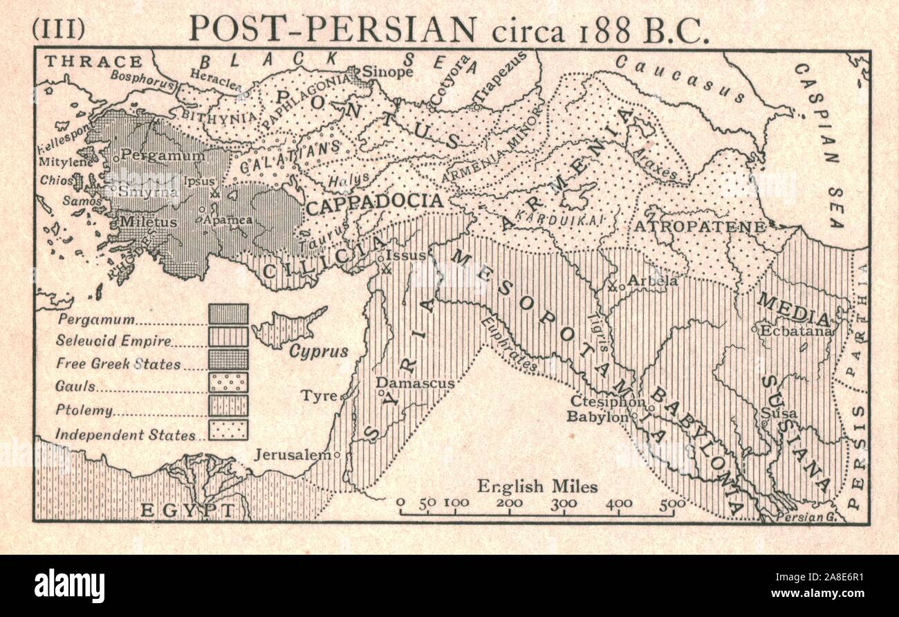 'Post-Persian, circa 188 B.C.', c1915. Map of the eastern Mediterranean ...