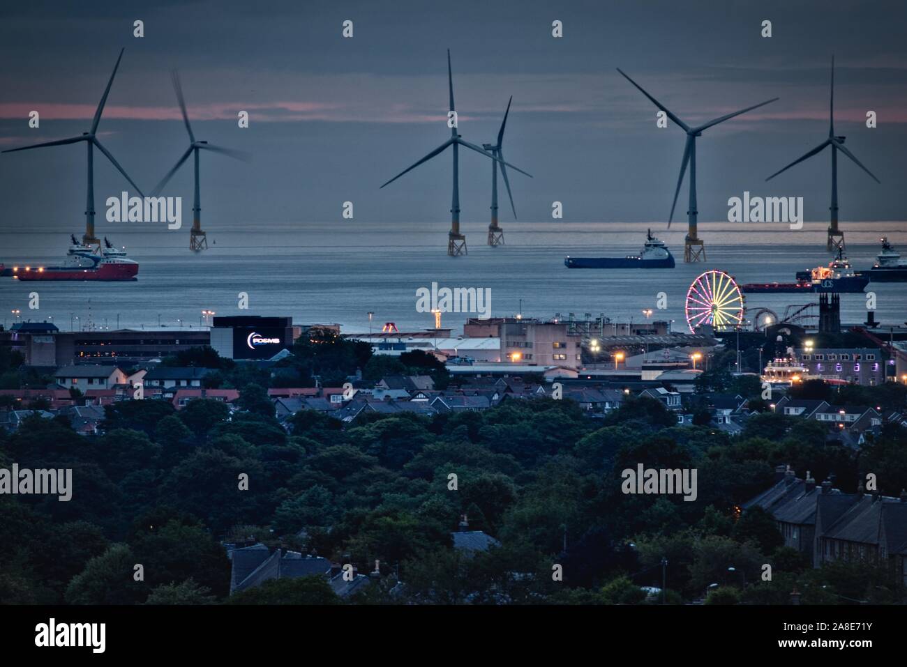 Aberdeen City night skyline Stock Photo - Alamy