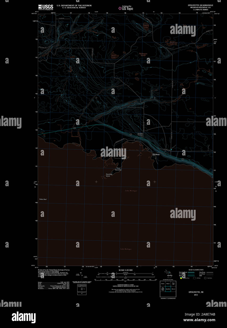 Epoufette michigan map hi-res stock photography and images - Alamy