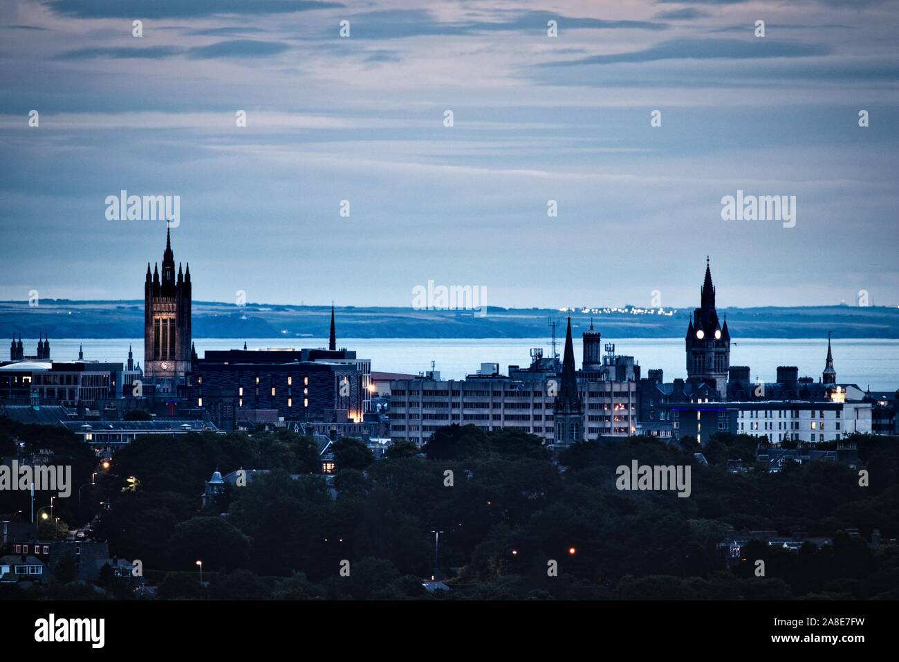 Aberdeen City night skyline Stock Photo - Alamy