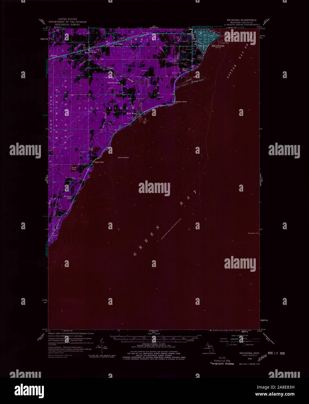 Map of escanaba hi-res stock photography and images - Alamy