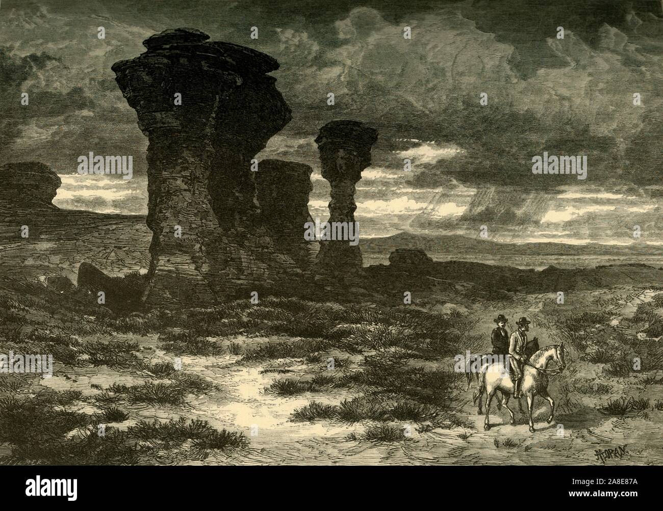 'Dial Rock, Red Buttes, Laramie Plains', 1874. Rock formation in ...
