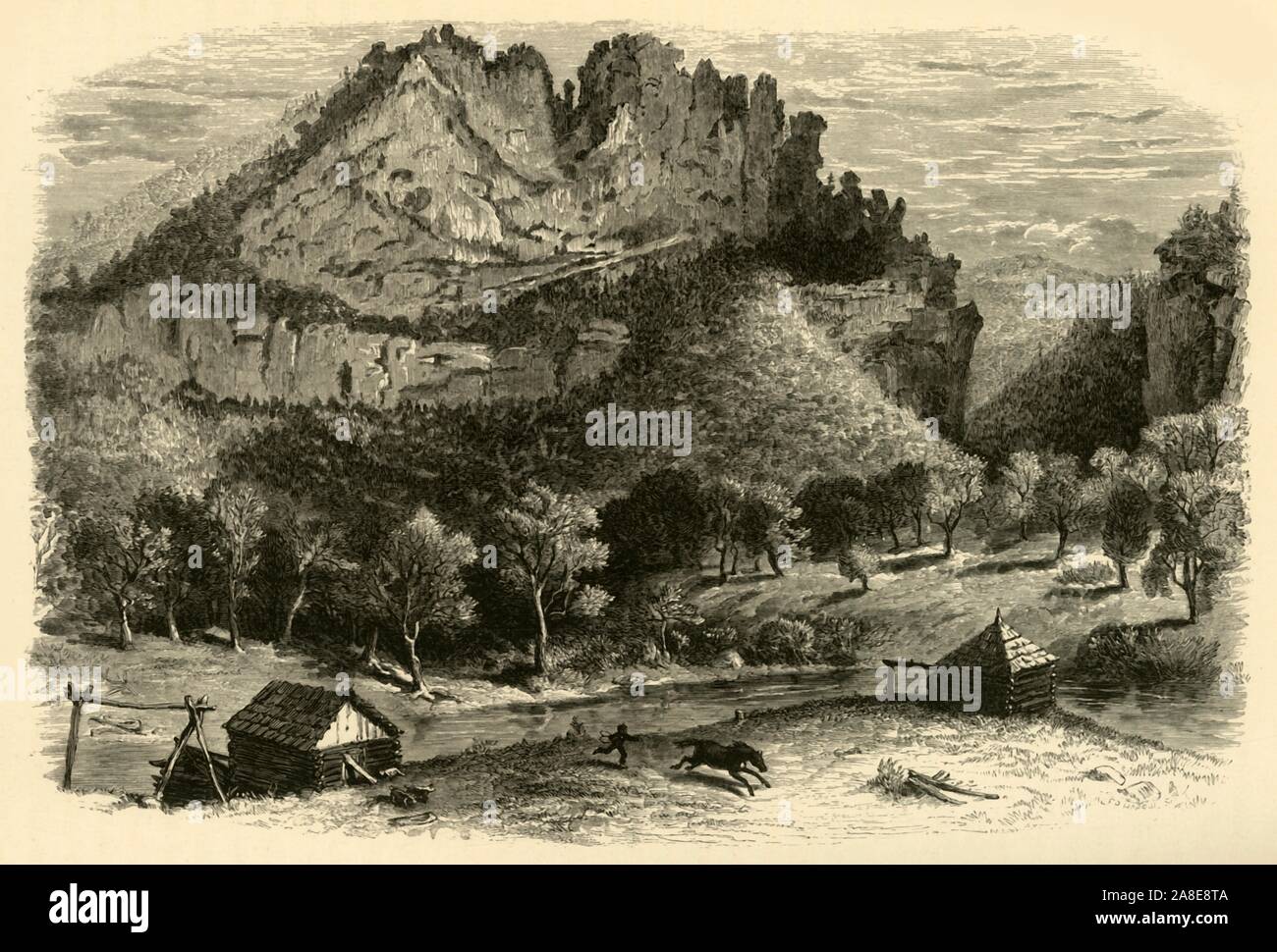 'The Cliffs of Seneca', 1872. View of Seneca Rocks, at the confluence ...