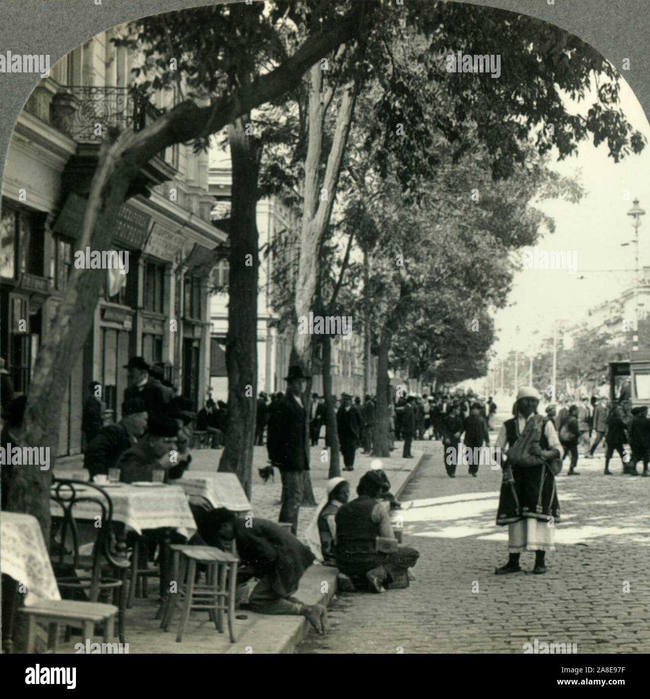 'Street Scene Showing Peasant Woman and Sidewalk Coffee-House, Sofia ...
