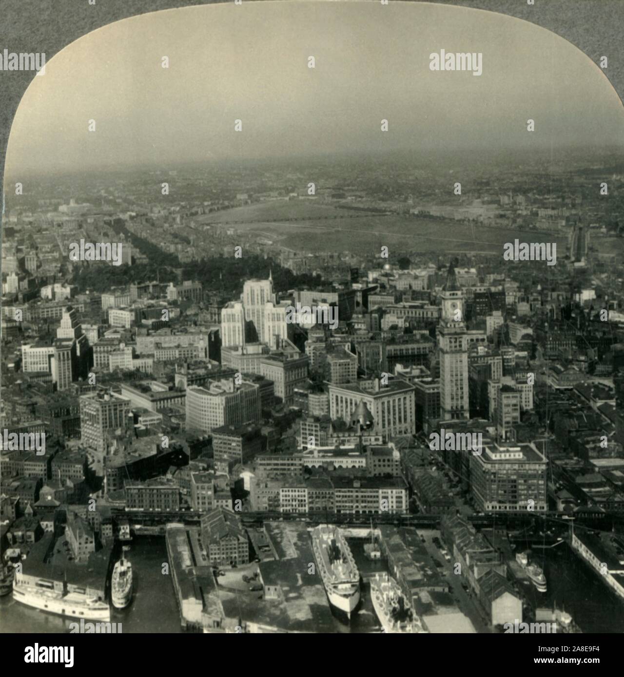 'View over Boston, Mass., from an Airplane', c1930s. Boston was founded ...