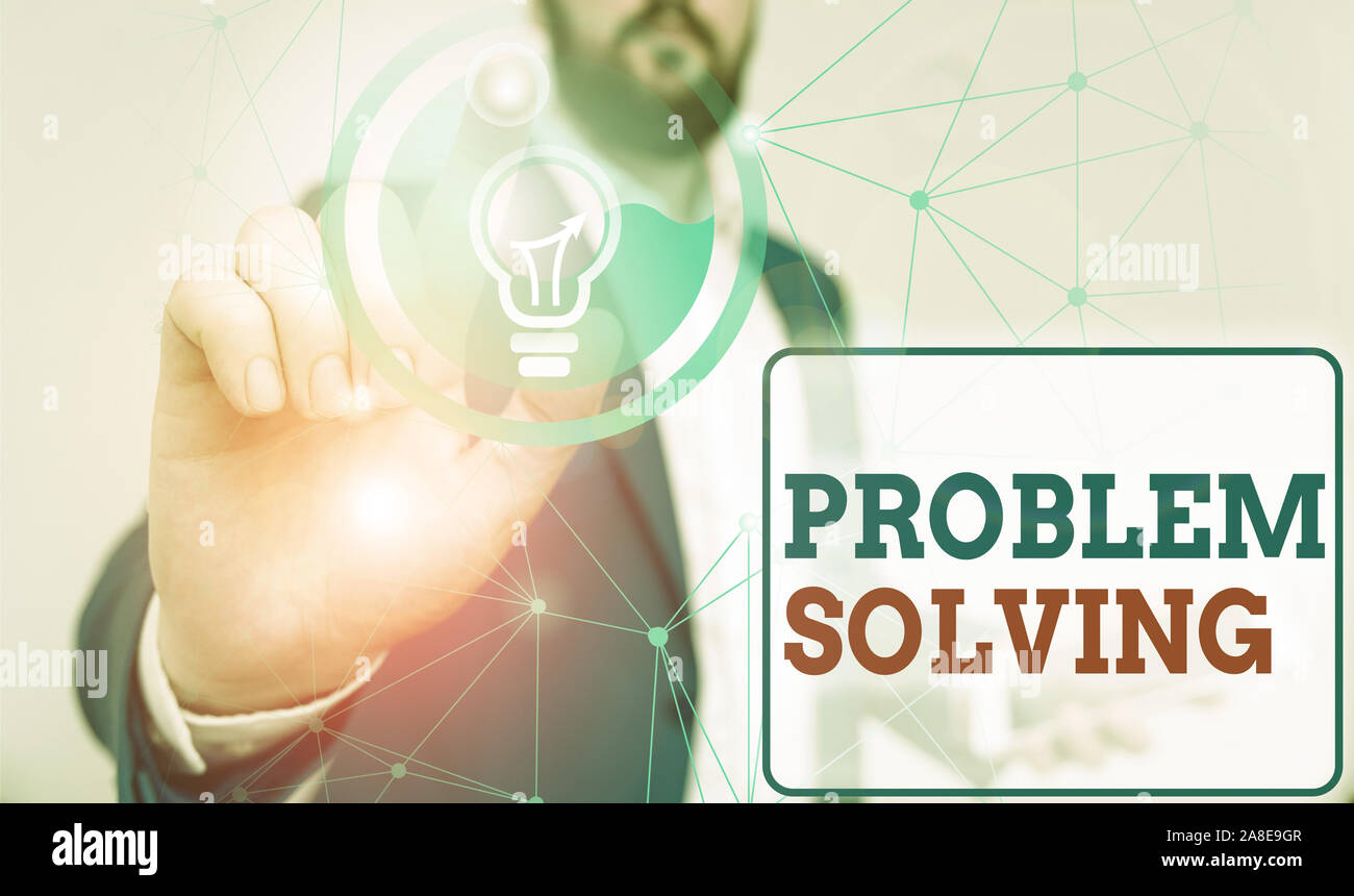 Writing note showing Problem Solving. Business concept for process of finding solutions to ...