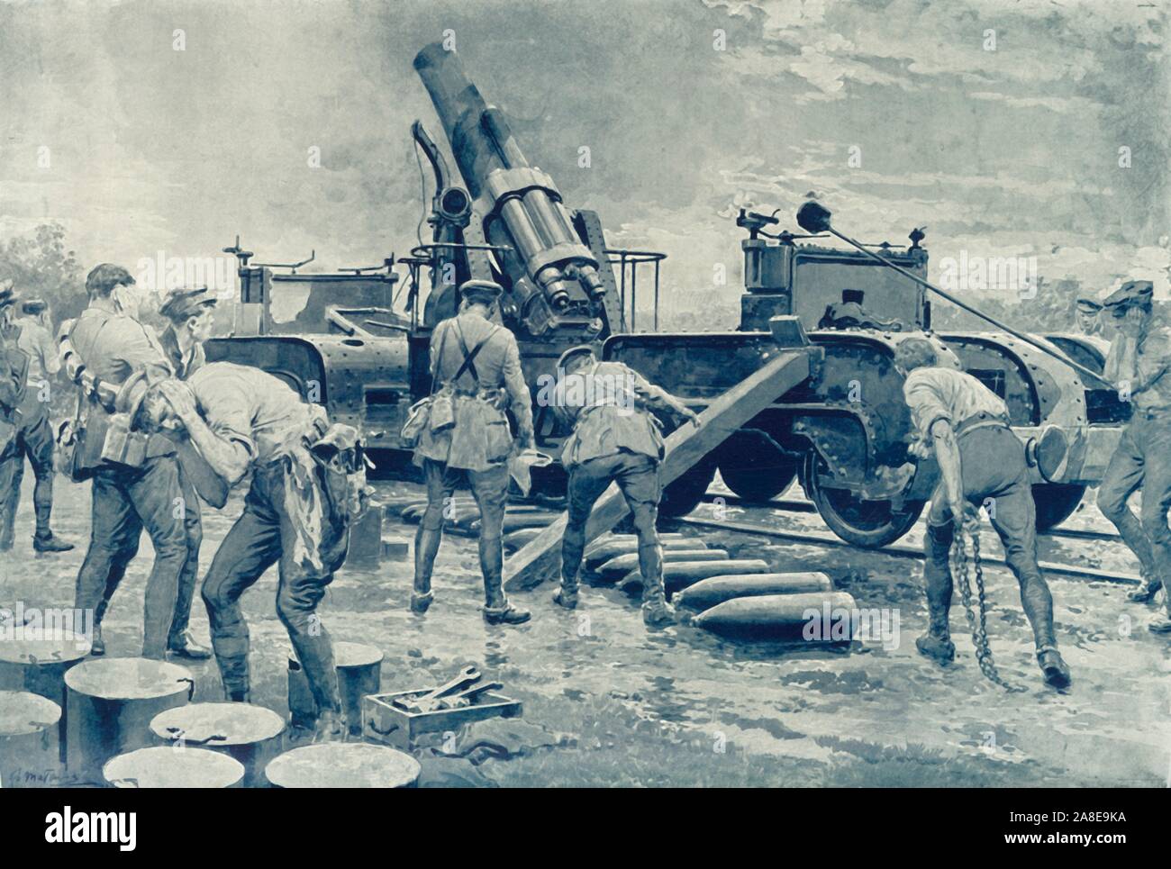'British Heavy Howitzer in Action on the Western Front', 1916 ...