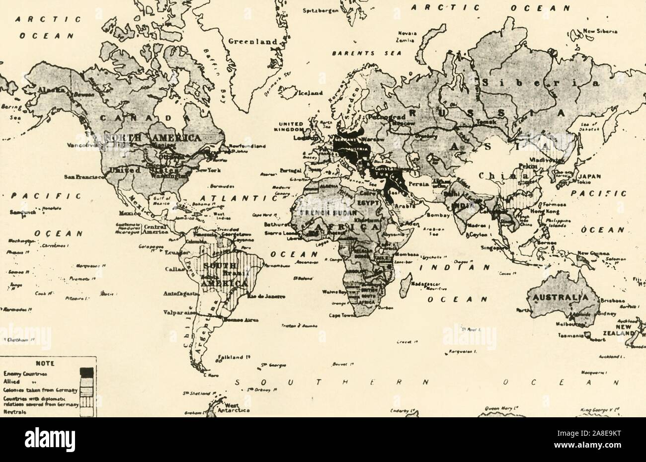'Map of the World After Three Years of War', 1917.From "The War ...
