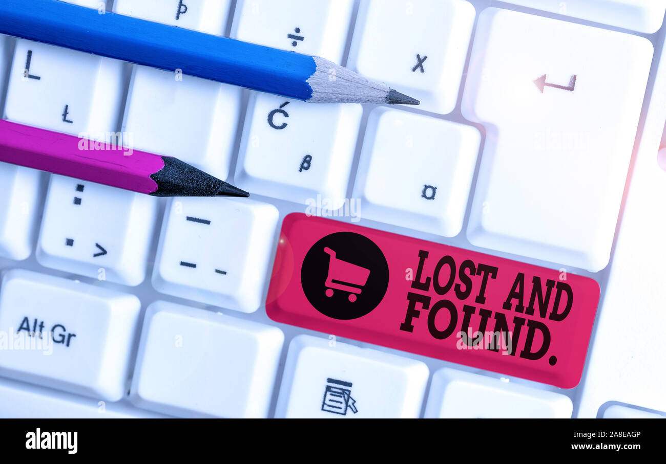Writing note showing Lost And Found. Business concept for a place where ...