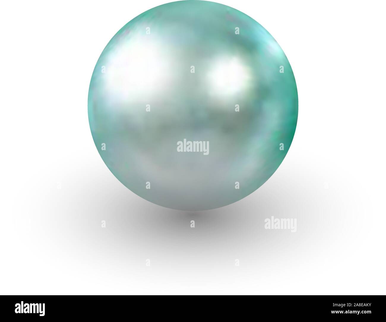 Vector illustration of single shiny natural blue sea pearl with light ...