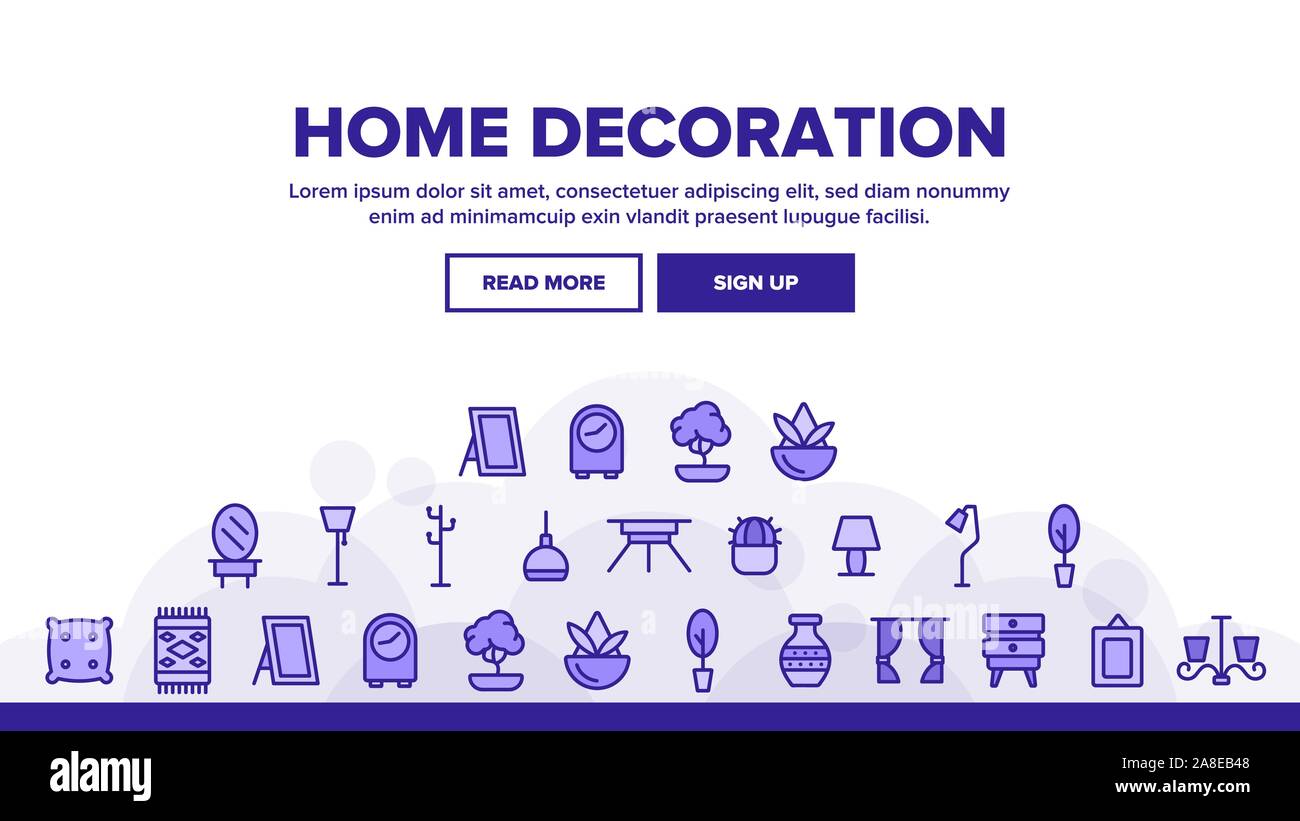 Collection Home Decoration Items Vector Icons Set Stock Vector Image ...