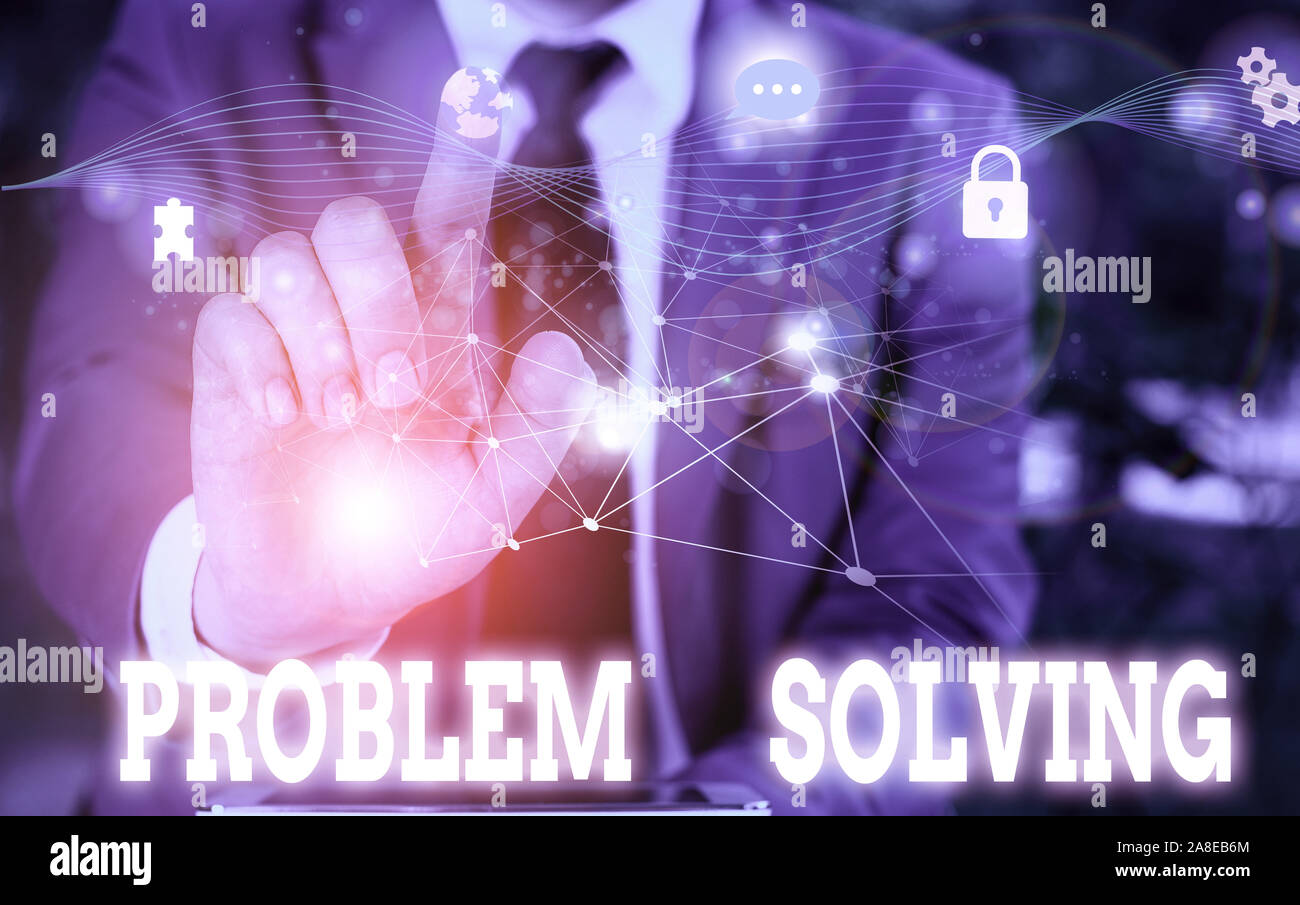 Writing note showing Problem Solving. Business concept for process of finding solutions to ...