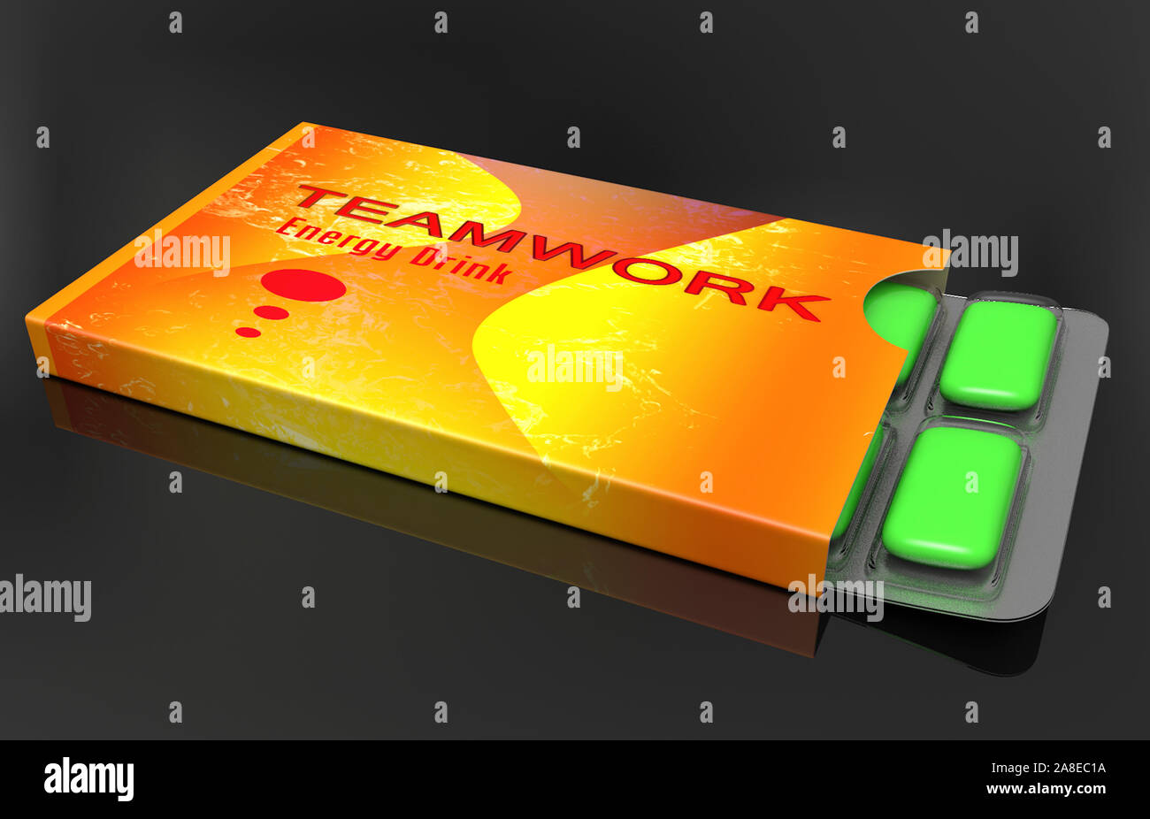 3d render teamwork energy capsules Stock Photo - Alamy