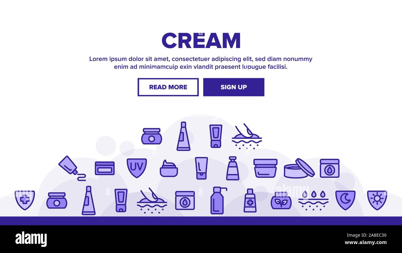 Collection Healthy Cream Elements Vector Icons Set Stock Vector Image ...
