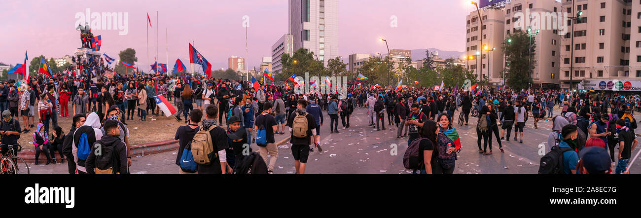 "Santiago de Chile Chile 29 October 2019 People crowds protesting at ...