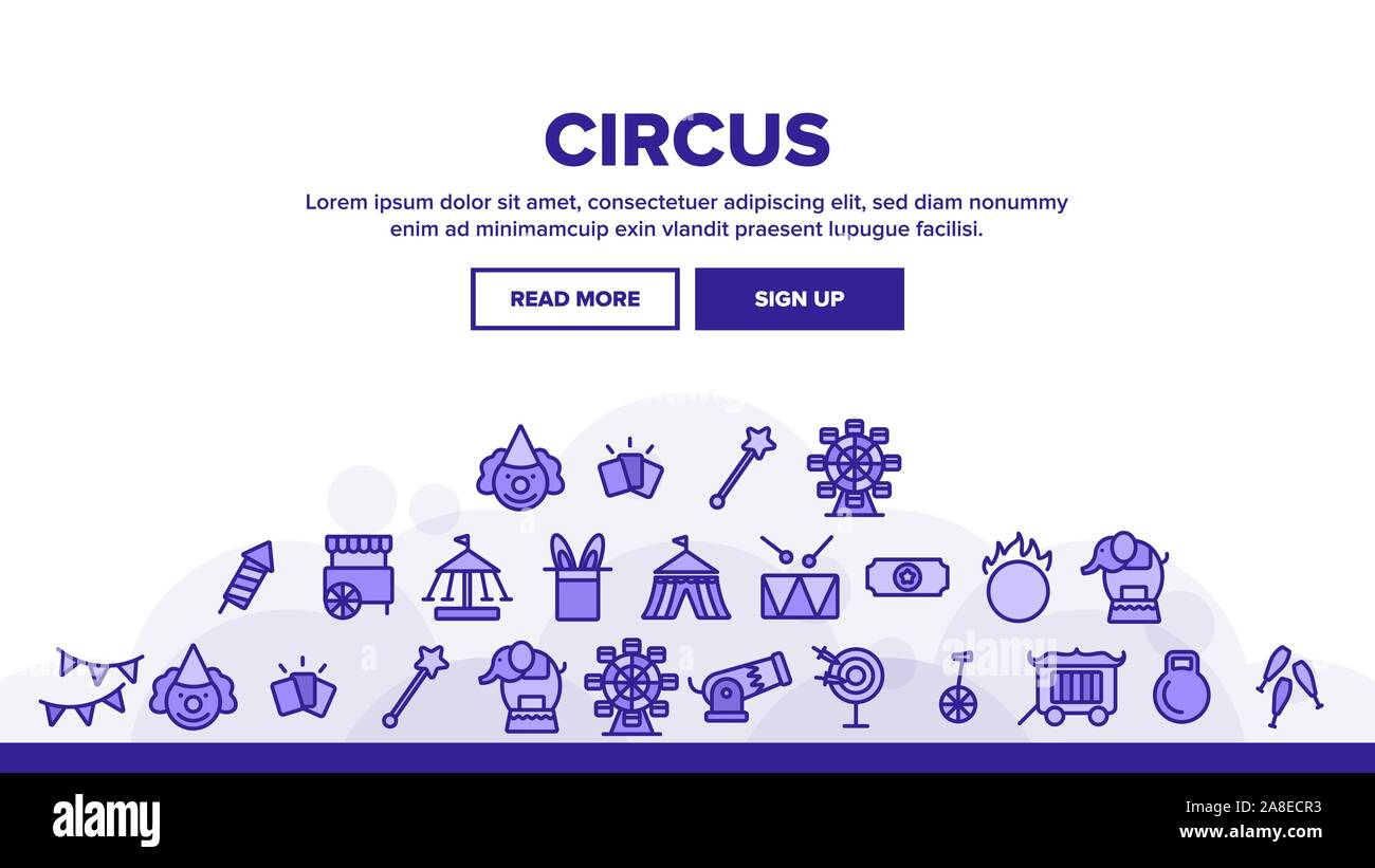 Collection Circus Show Elements Vector Icons Set Stock Vector Image ...