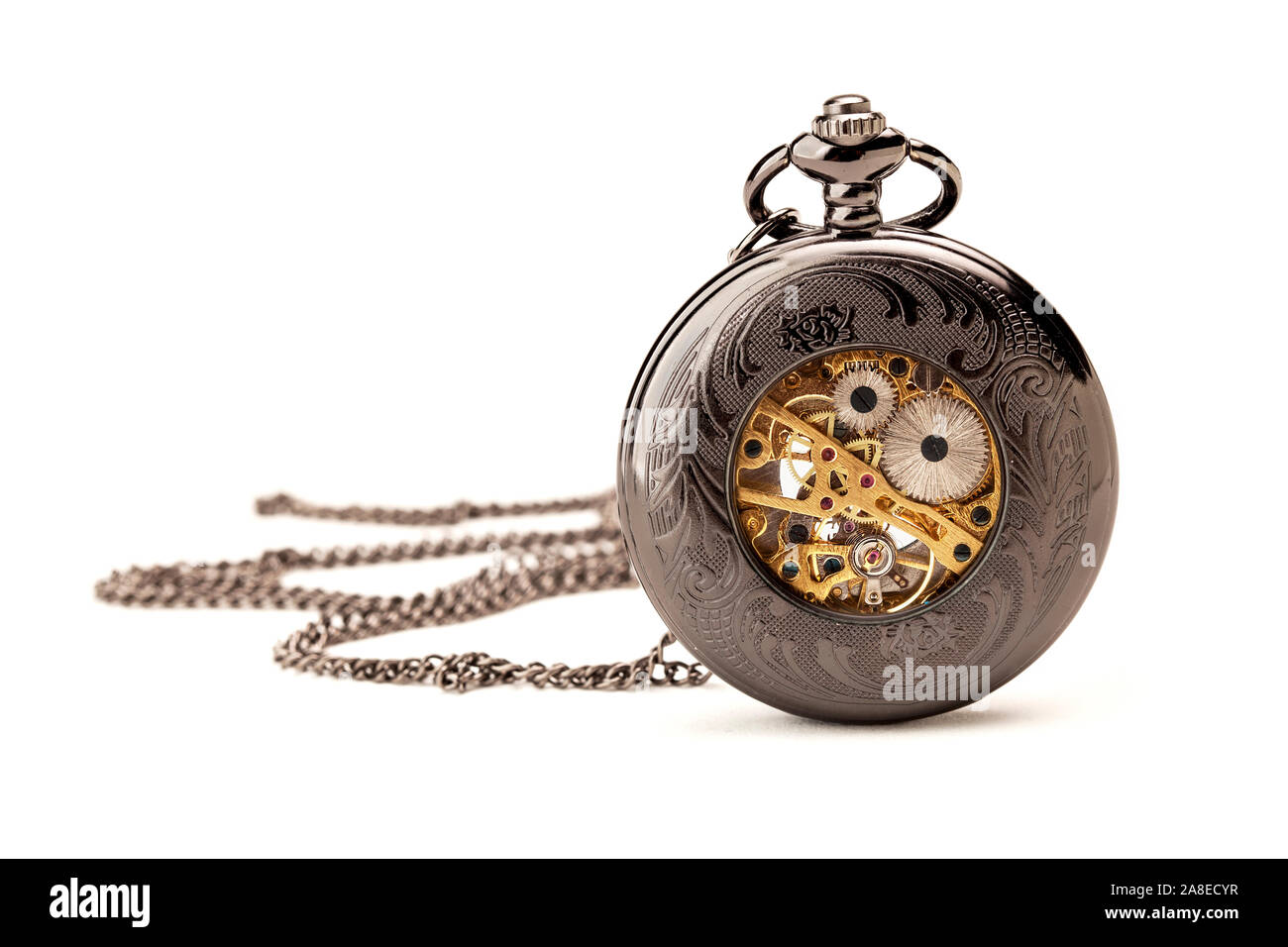Pocket watch on black Cut Out Stock Images & Pictures - Alamy