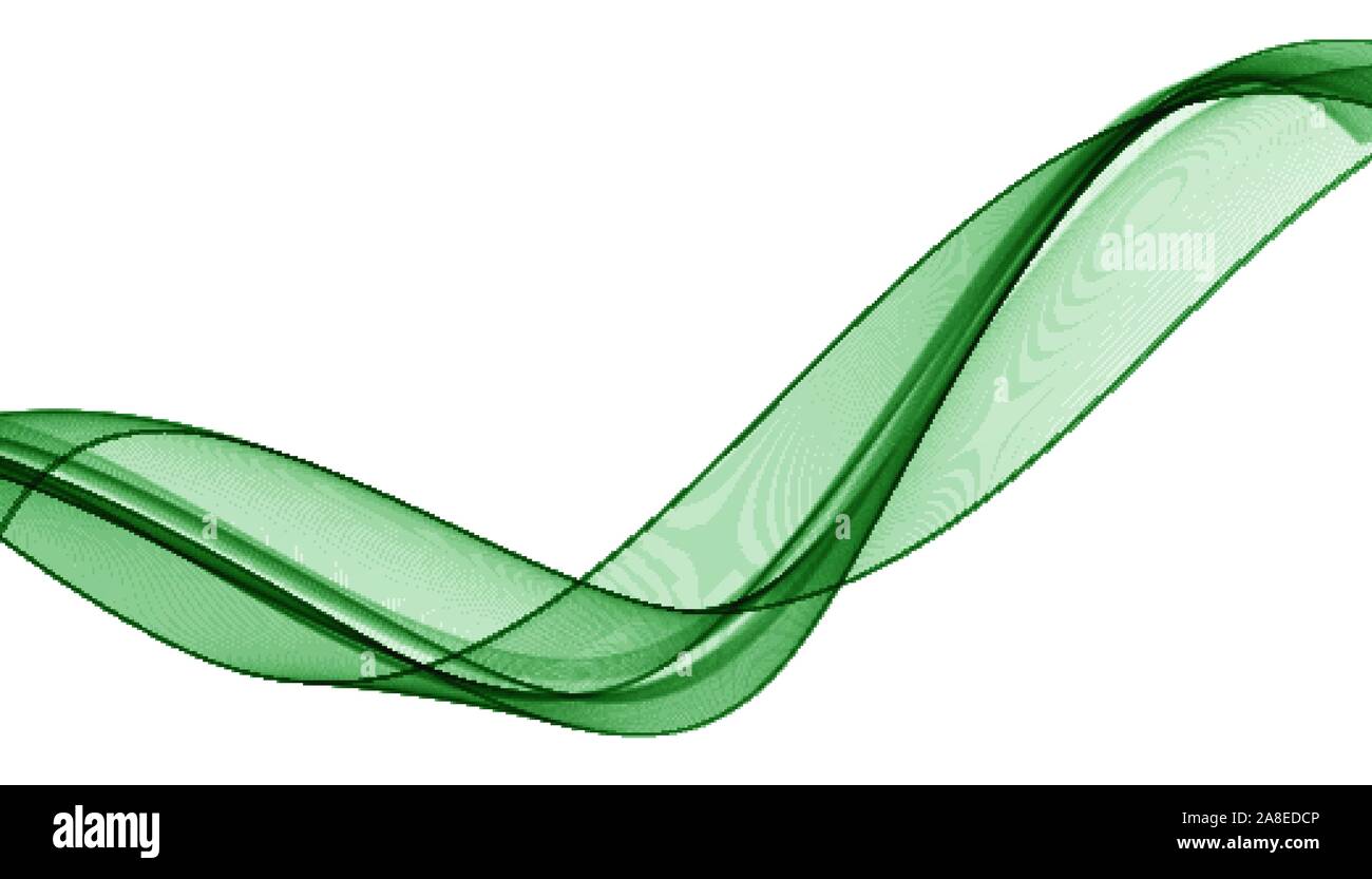 Green wavy lines on a white background. Abstract wave flow. eps 10 ...