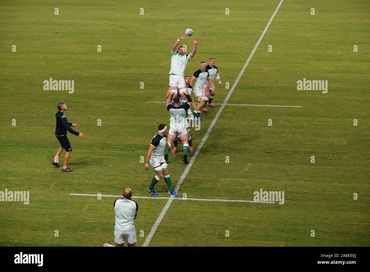 Rugby World Cup - Japan 2019, Irish Rugby Team warming up, practising ...